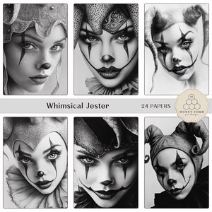 Whimsical Jester Portrait Kit – 20 Photorealistic to Pencil Drawn ...