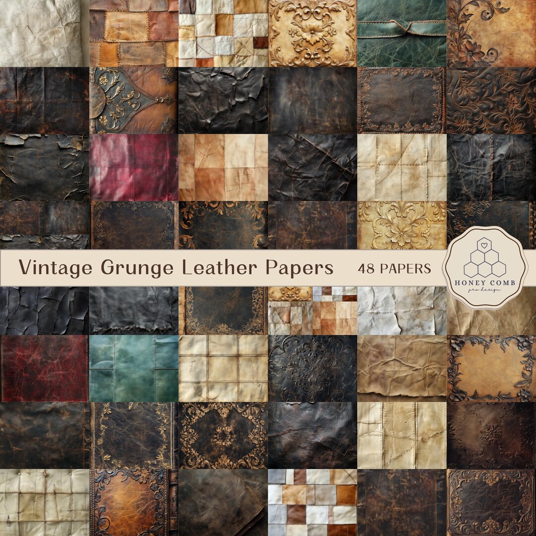 Vintage Grunge Leather Papers – 48 Textured Backgrounds With Elegant ...