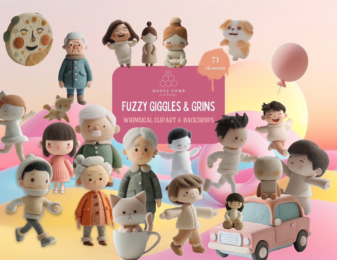 Fuzzy Giggles & Grins Whimsical Paper Kit Junk Journal Bundle, 75 ...