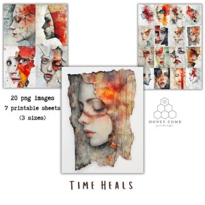 Time Heals Art Papers Kit 20 Portrait Papers, 3 Sizes, Photorealistic ...