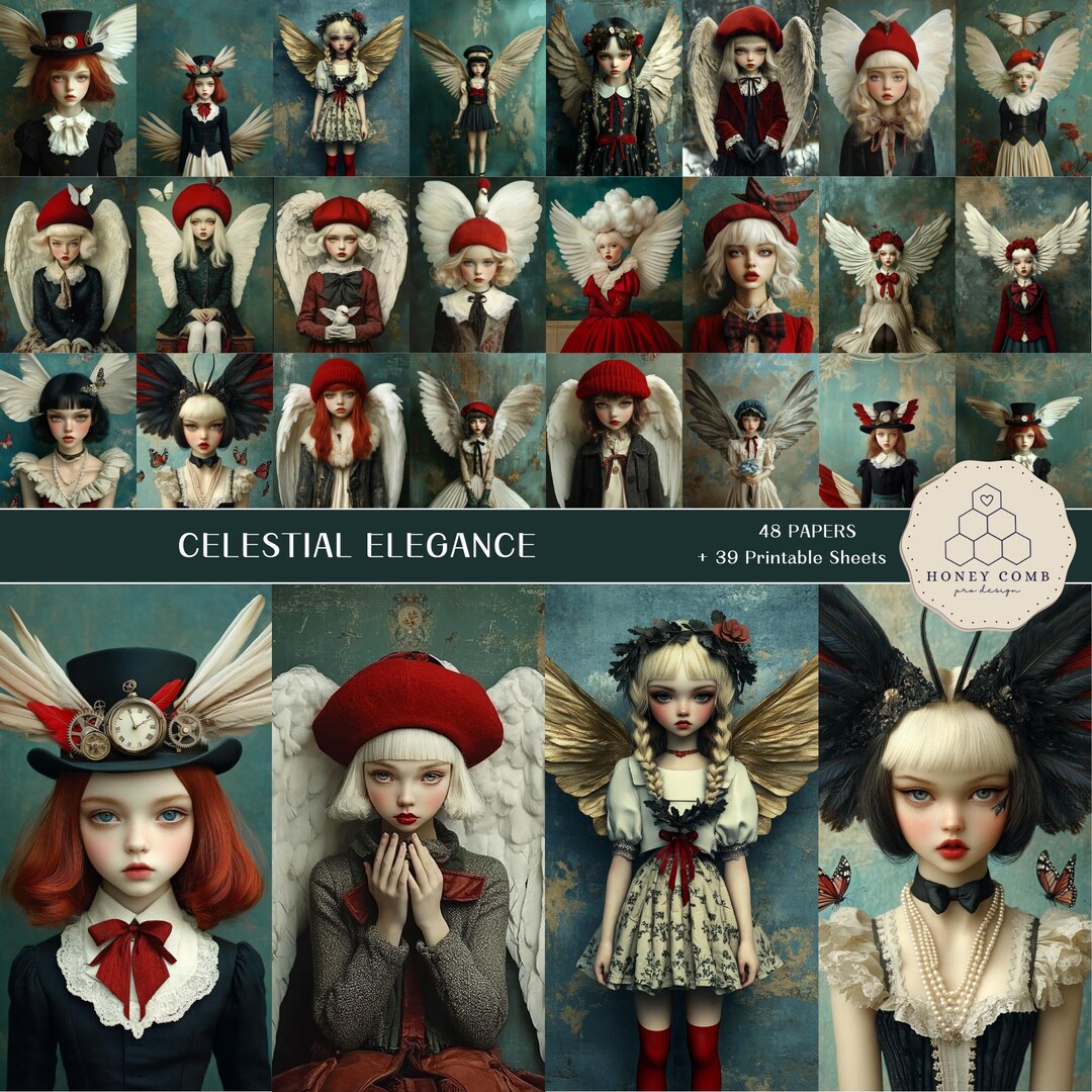 Celestial Elegance 48 Angelic Portraits With Wings & Vintage Fashion ...