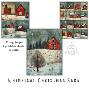 Whimsical Christmas Barn Papers Kit - 20 Portrait Papers + 7 Printable ...