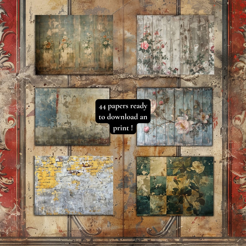 Vintage Walls, Distressed Textures for Junk Journals, Commercial Use ...