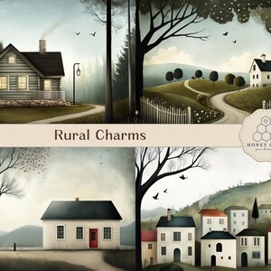 Rural Charms - Farmhouse and Coastal Illustrations – 20 Landscape ...