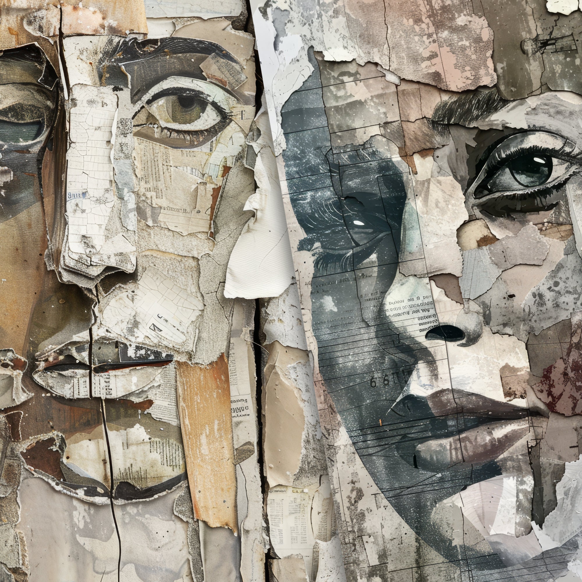 Rustic Face Portraits Vintage Digital Paper Kit, 20 Unique Images, Junk ...