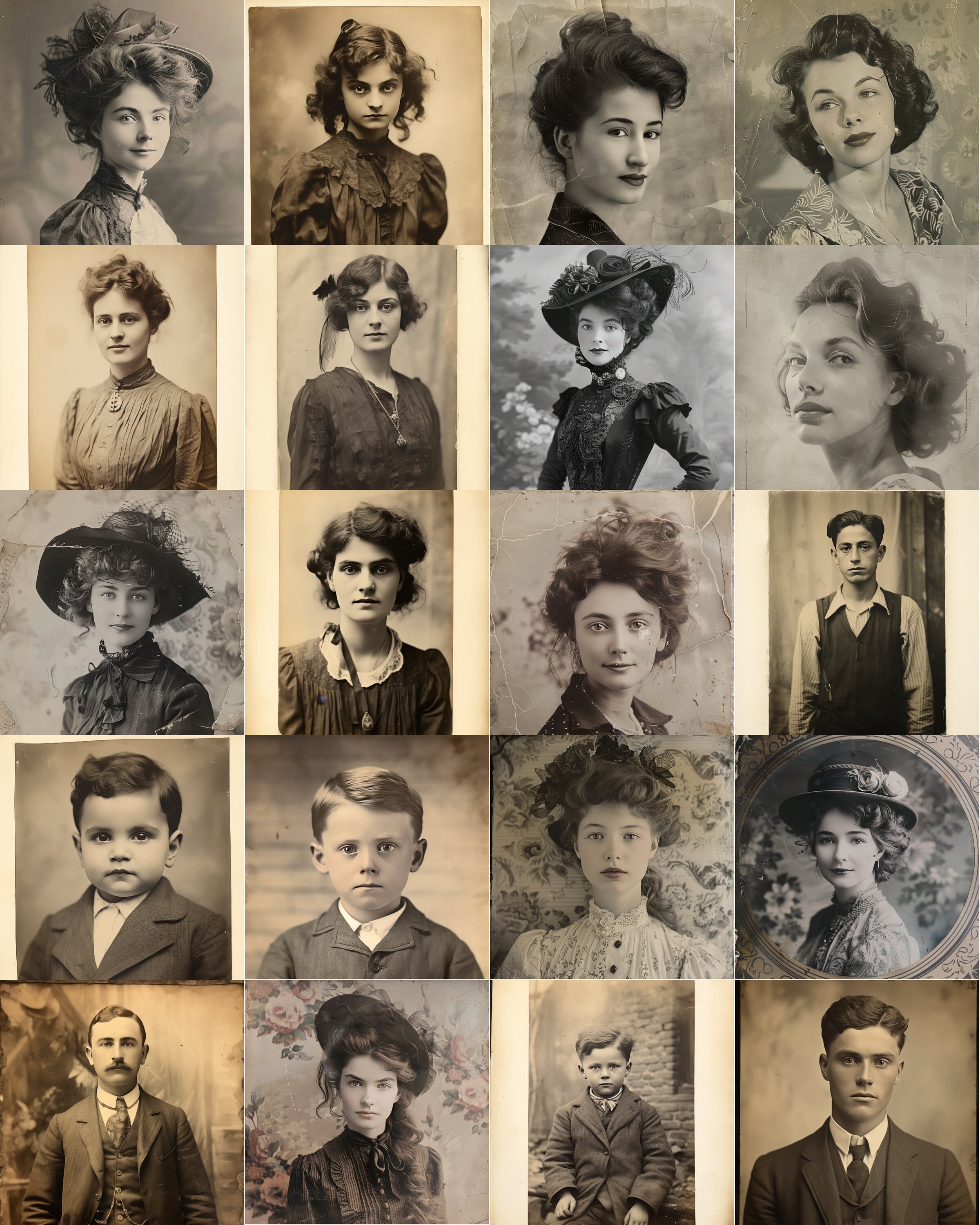 Vintage Photo Collage Set 5 Printable Collage Sheets With 100 Small Old ...