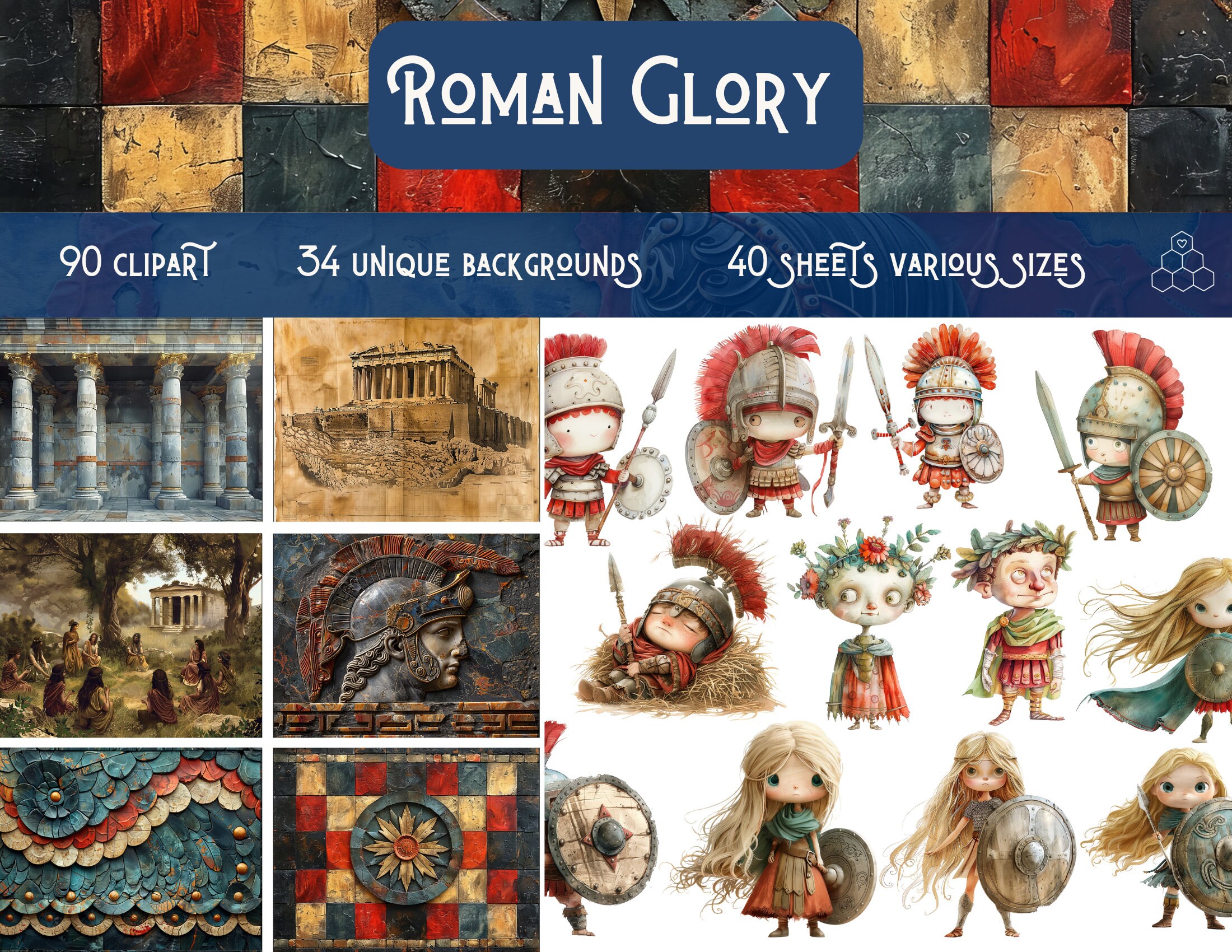 Roman Glory Epic Ancient Clipart & Majestic Backgrounds, Gladiator and ...