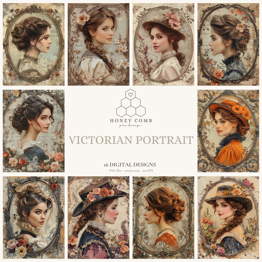 Victorian Elegance in Aged Watercolor: Ornate Silver Frames & Floral ...