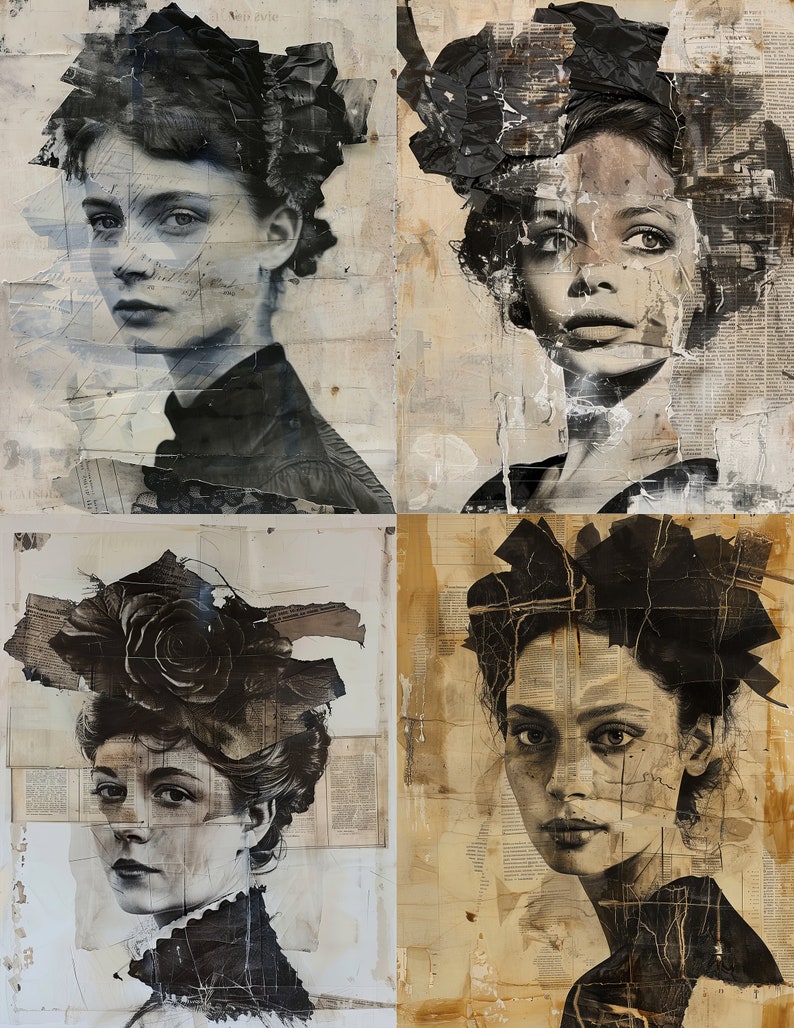 Set of 50 Tattered Vintage Photographs Distressed Artistic Photos for ...