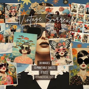 Vintage Surreal Collage Collection: 38 Unique Decoupage Card Images ...