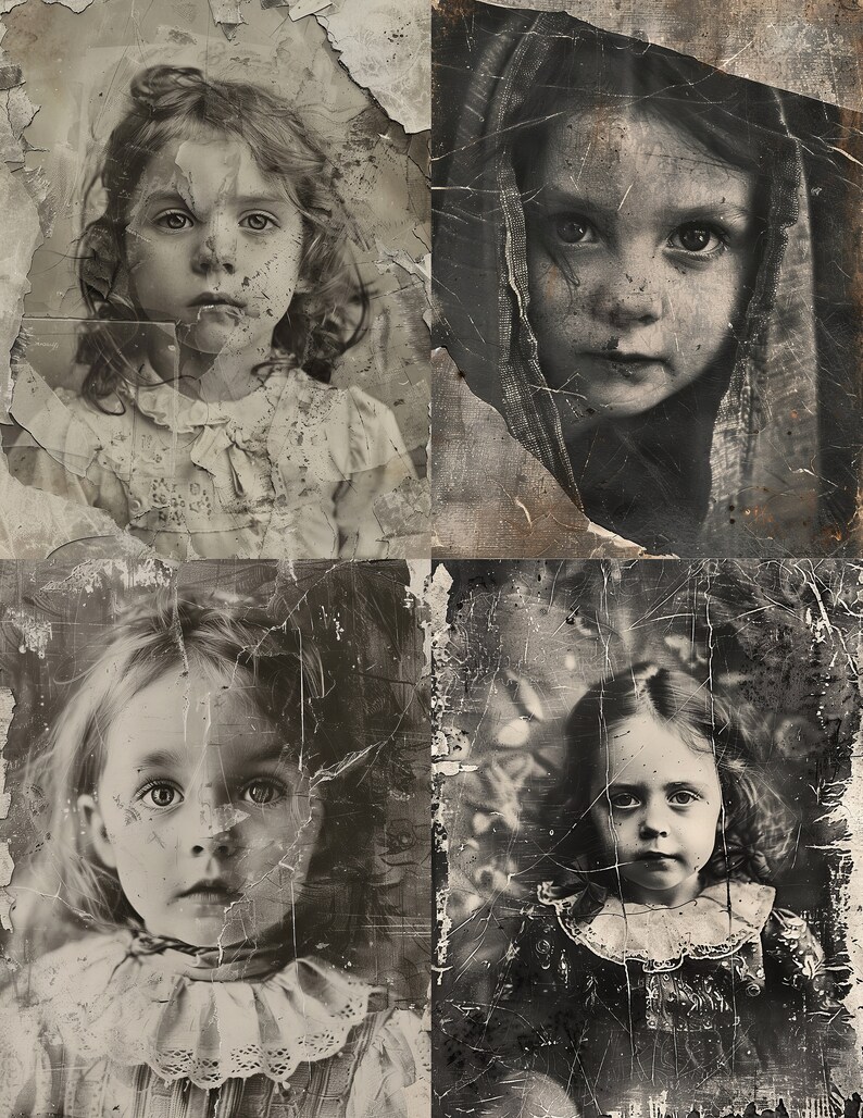 Set of 50 Tattered Vintage Photographs Distressed Artistic Photos for ...