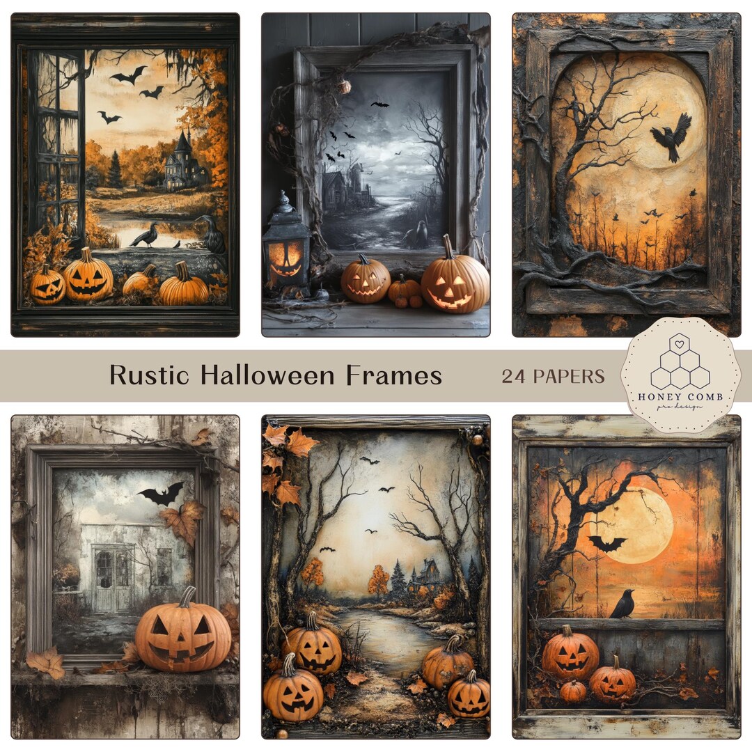Rustic Halloween Frame Kit – 24 Spooky Papers, Sheets With Neutral ...