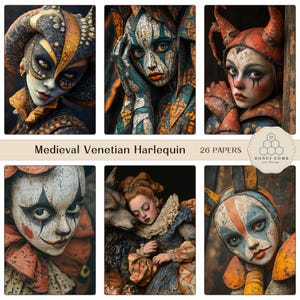 Medieval Venetian Harlequin – 26 Surreal Gothic Fantasy Papers + 9 Printable Sheets for ...
