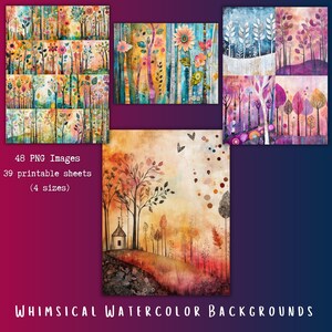 Whimsical Watercolor Backgrounds Kit // Autumn & Winter Textures ...