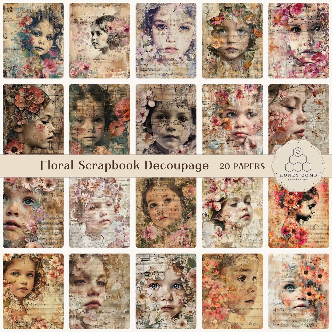 Floral Scrapbook Decoupage Papers - 20 Portrait Papers + 7 Printable ...