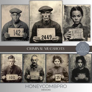 50 Vintage Criminal Mugshot Images Notorious Crime Portraits Junk ...