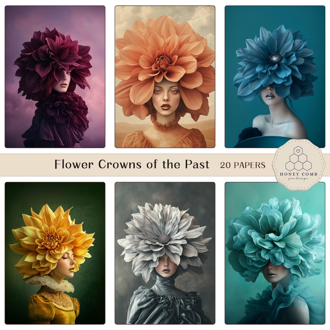 Flower Crowns of the Past: 18th Century Dahlia-women Art Collection ...