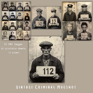 50 Vintage Criminal Mugshot Images Notorious Crime Portraits Junk ...