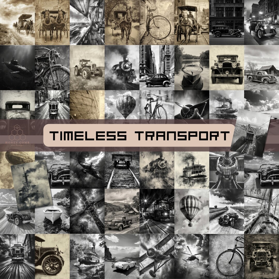 Timeless Transport 50 Vintage Travel Images, Classic Transport Digital ...