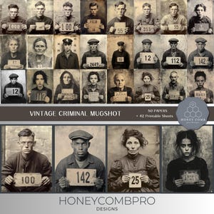 50 Vintage Criminal Mugshot Images Notorious Crime Portraits Junk ...