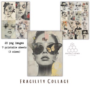 Fragility Collage: 20 Artistic Digital Papers, Printable Sheets ...