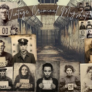 50 Vintage Criminal Mugshot Images Notorious Crime Portraits Junk ...