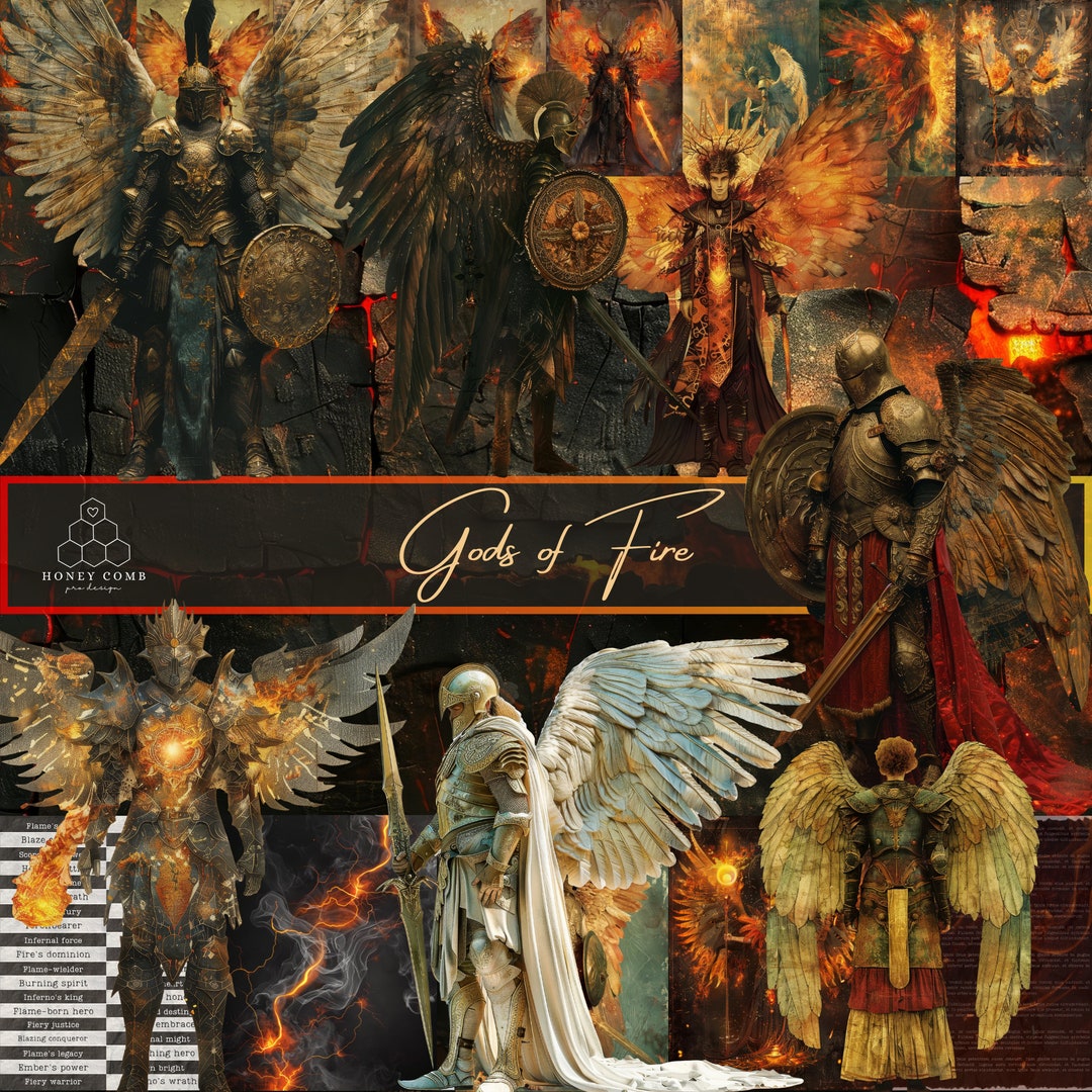 Gods of Fire Mythical Paper Kit, Fiery Illustrations, Scrapbook & Junk ...