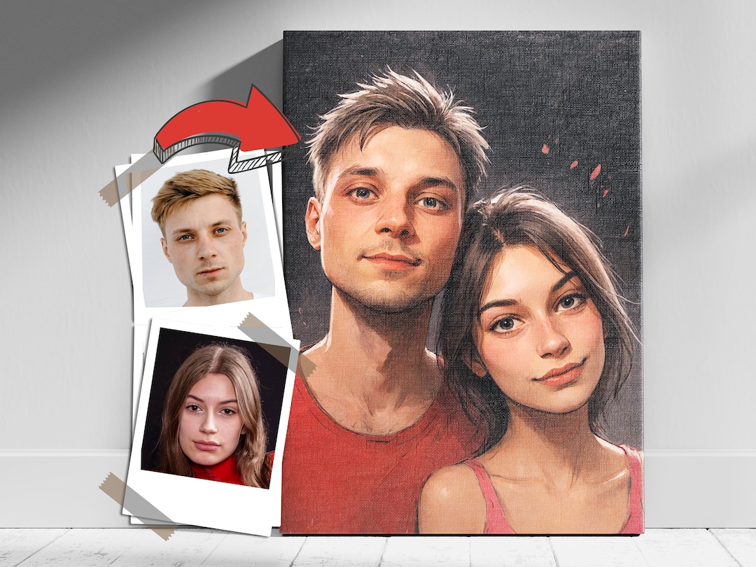 Custom Portrait Couple Drawing From Photo, Personalized Couple ...