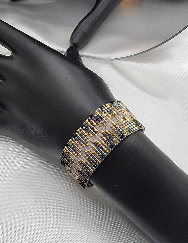 Geometric Loom Bead Pattern, Gold Miyuki Pattern, Miyuki Delica ...