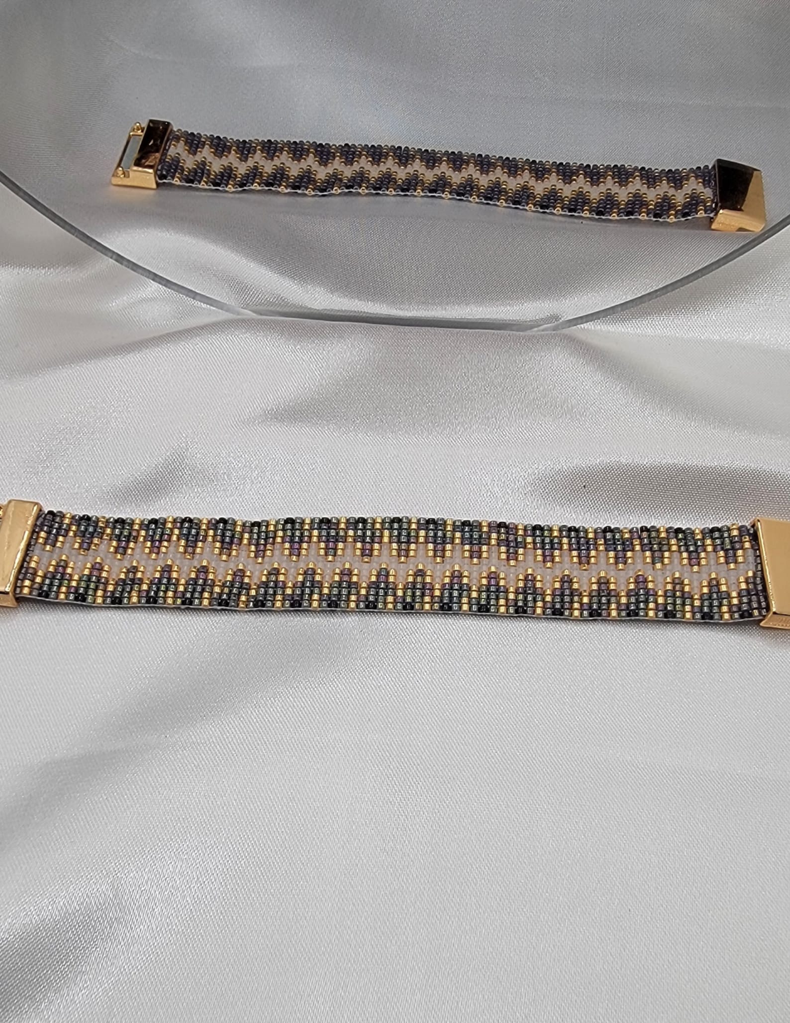 Geometric Loom Bead Pattern, Gold Miyuki Pattern, Miyuki Delica ...