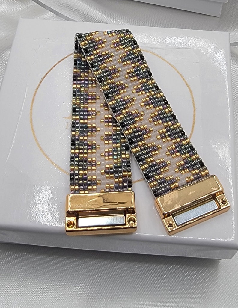 Geometric Loom Bead Pattern, Gold Miyuki Pattern, Miyuki Delica ...