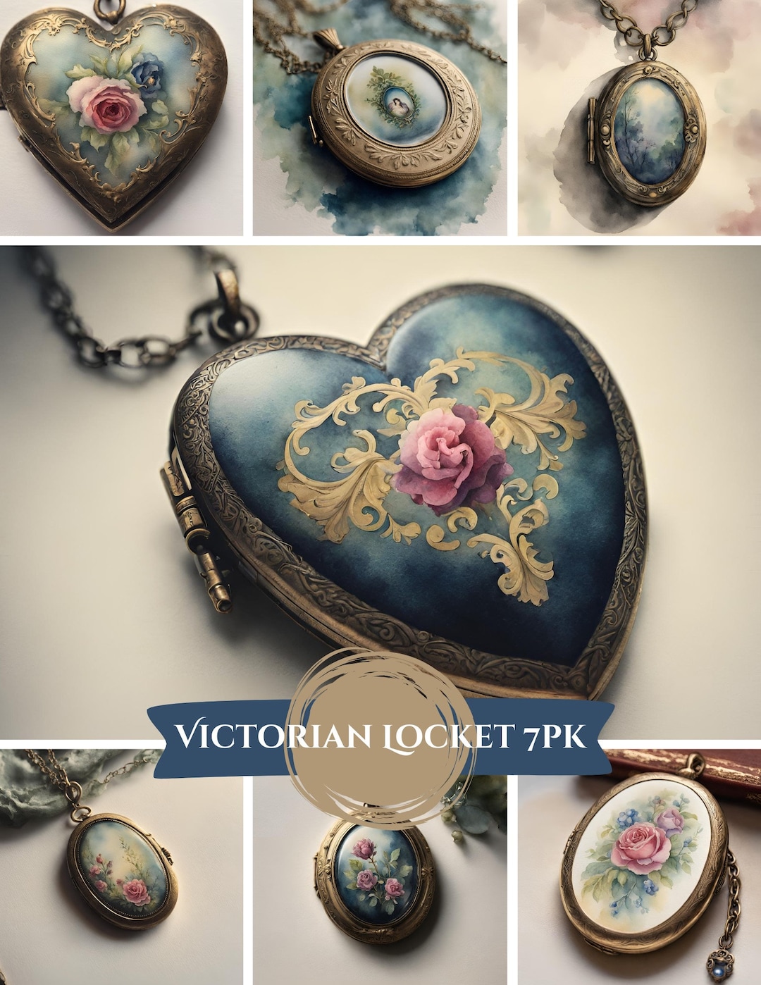 Victorian Locket 7 Pk Junk Journal Scrapbook Paper Crafts - Etsy