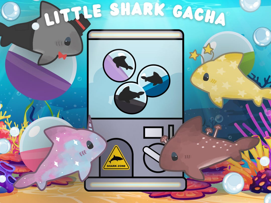 SALE One Spin! Mystery Gacha Grab - Little Shark Gacha Mystery Shark ...