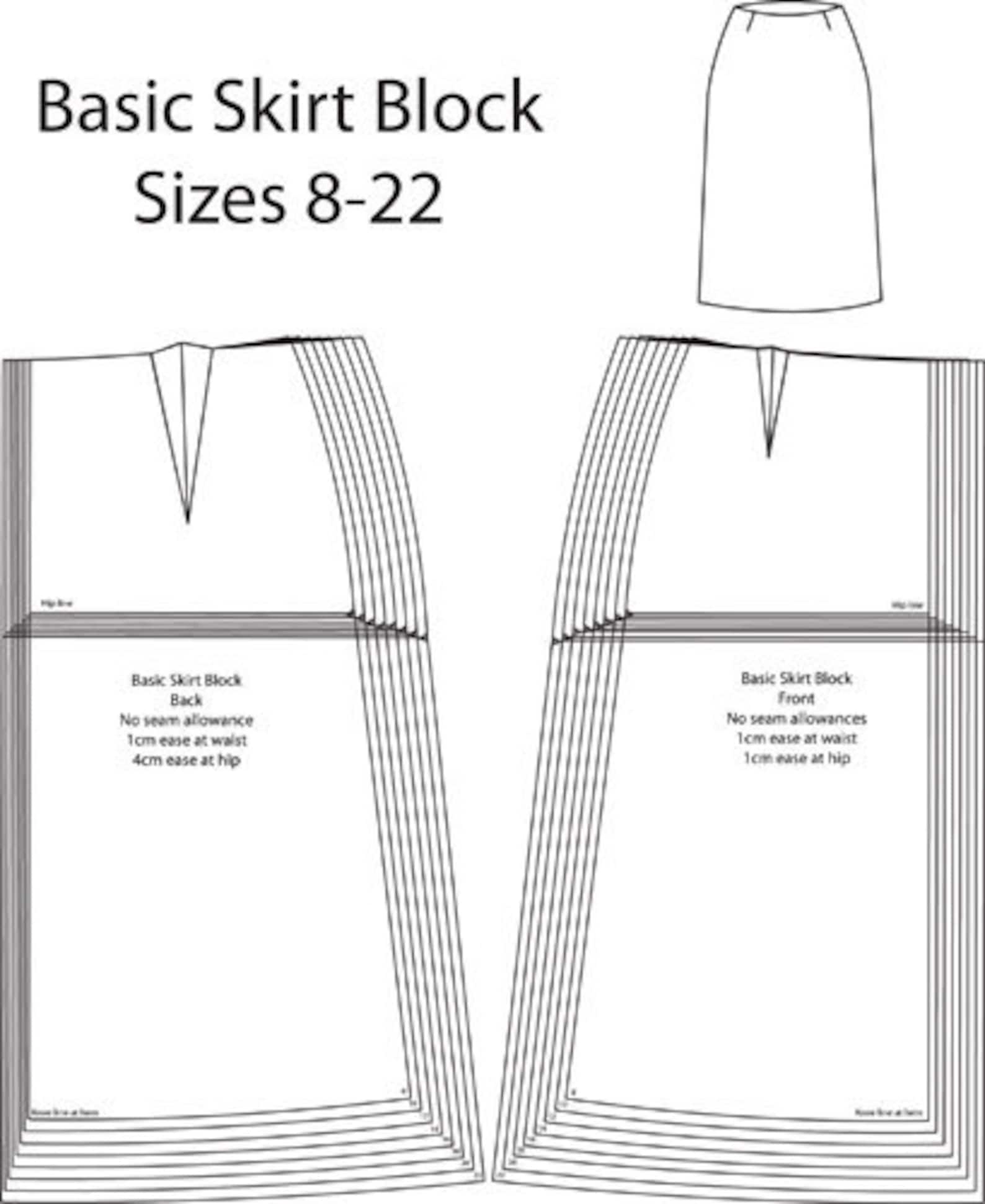 Basic Skirt Block Pattern Sizes 8-22 Download PDF - Etsy UK