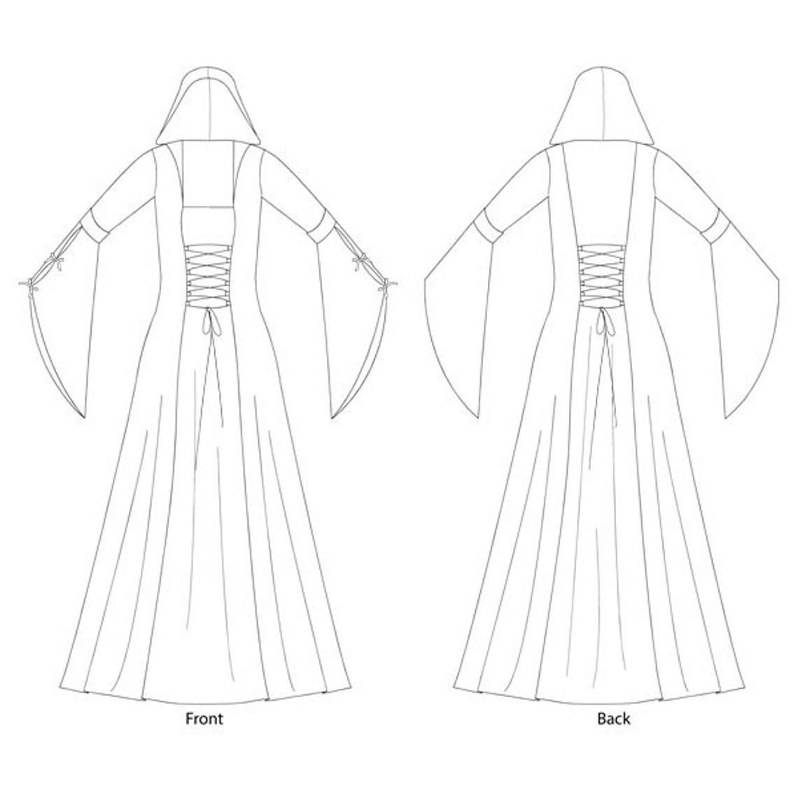Hooded Medieval Dress/Costume Sewing Pattern Sizes 8-22 UK | Etsy
