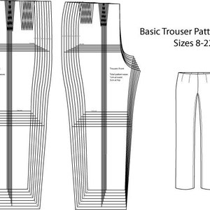 Basic Women's Trouser Block Pattern Sizes 8-22 Download PDF - Etsy
