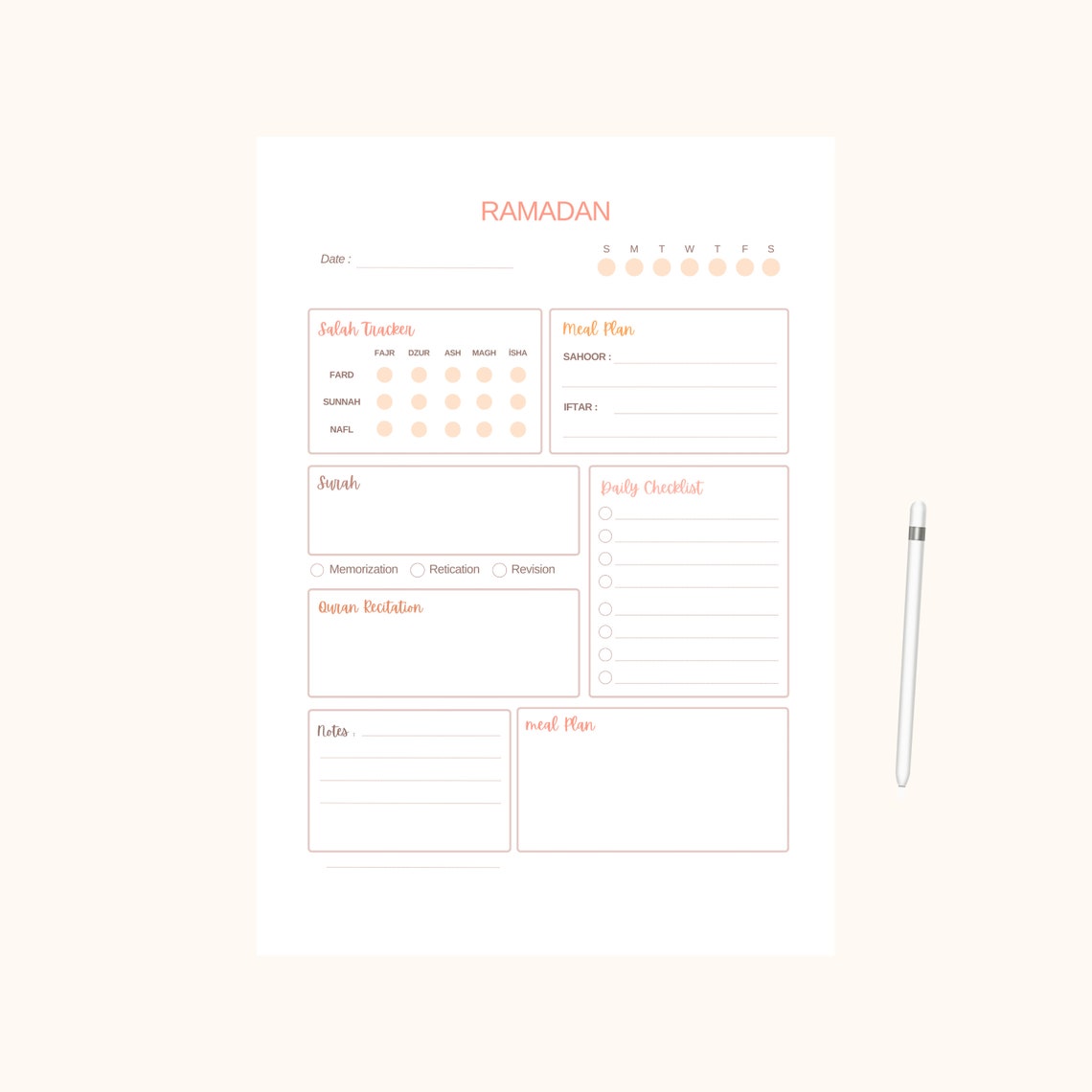 2024 Printable Ramadan Planner Islamic Daily Planner Printable Islamic ...