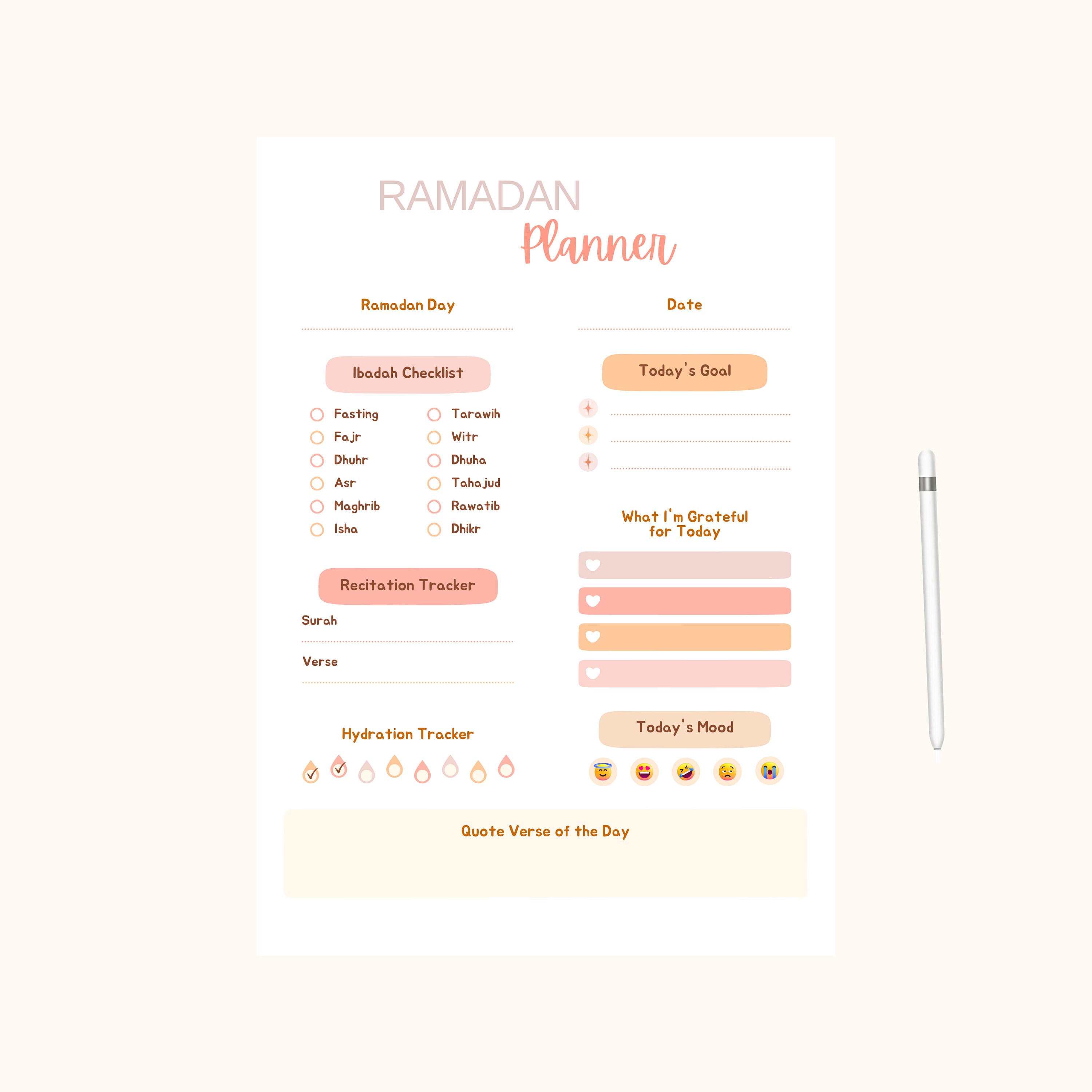 2024 Printable Ramadan Planner Islamic Daily Planner Printable Islamic ...