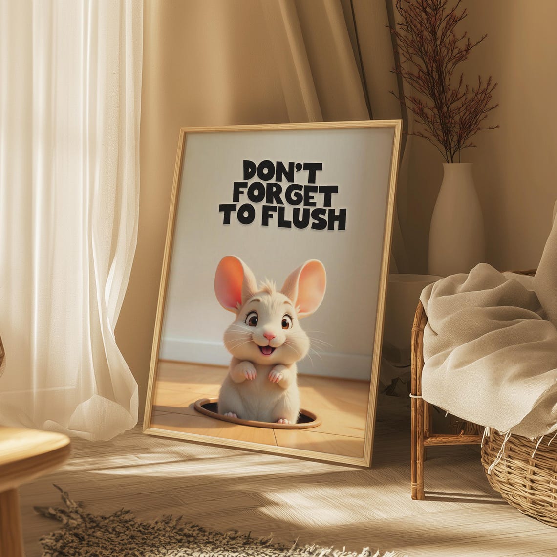 Don't Forget to Flush Mouse Print, Bathroom Wall Decor, Animal Wall Art ...