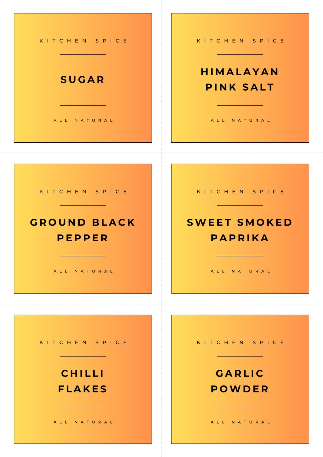 Editable Kitchen Spice Label - Etsy