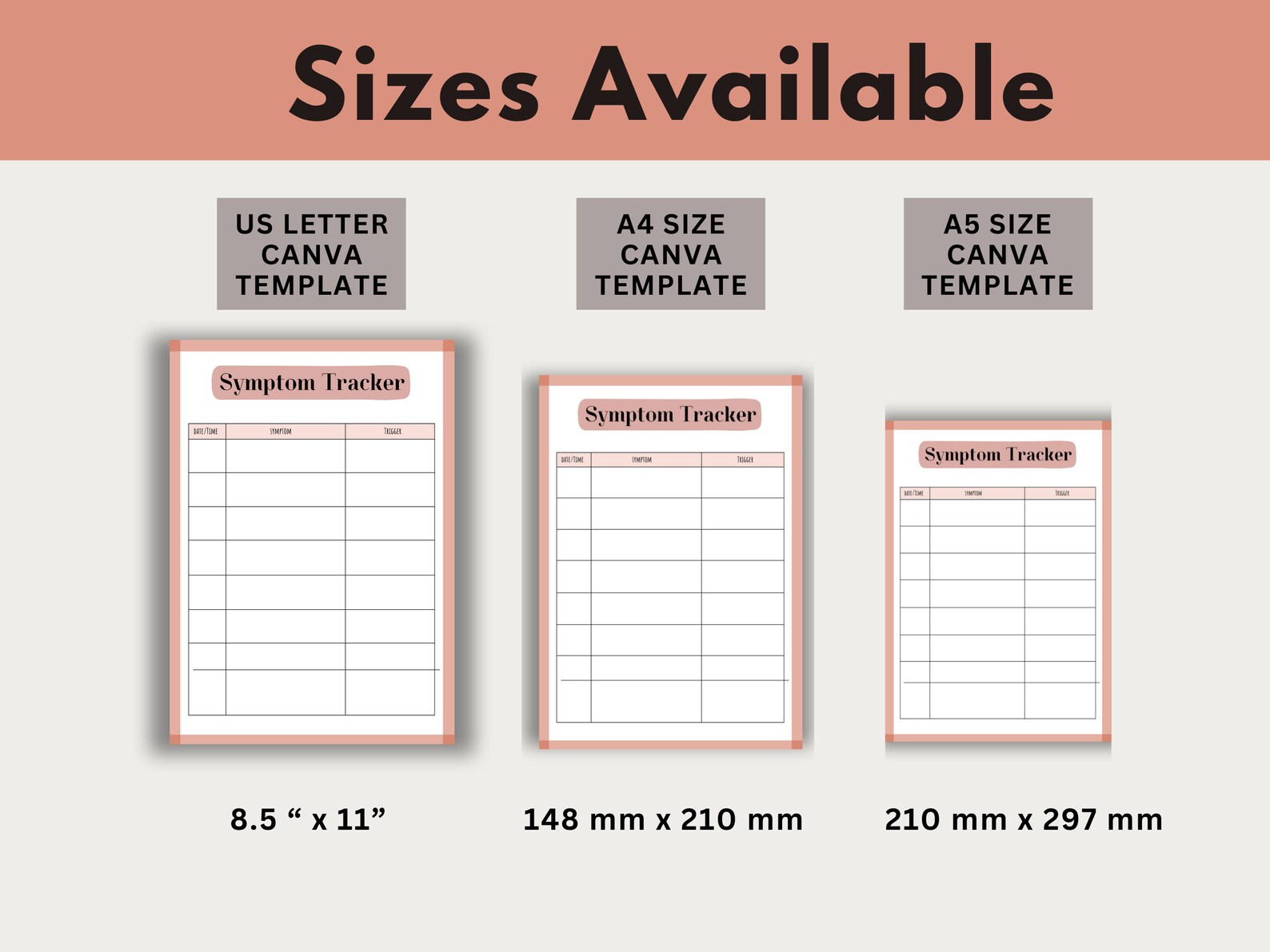 Symptom Tracker, Printable Medical Planner, Pain Tracker, Symptoms ...