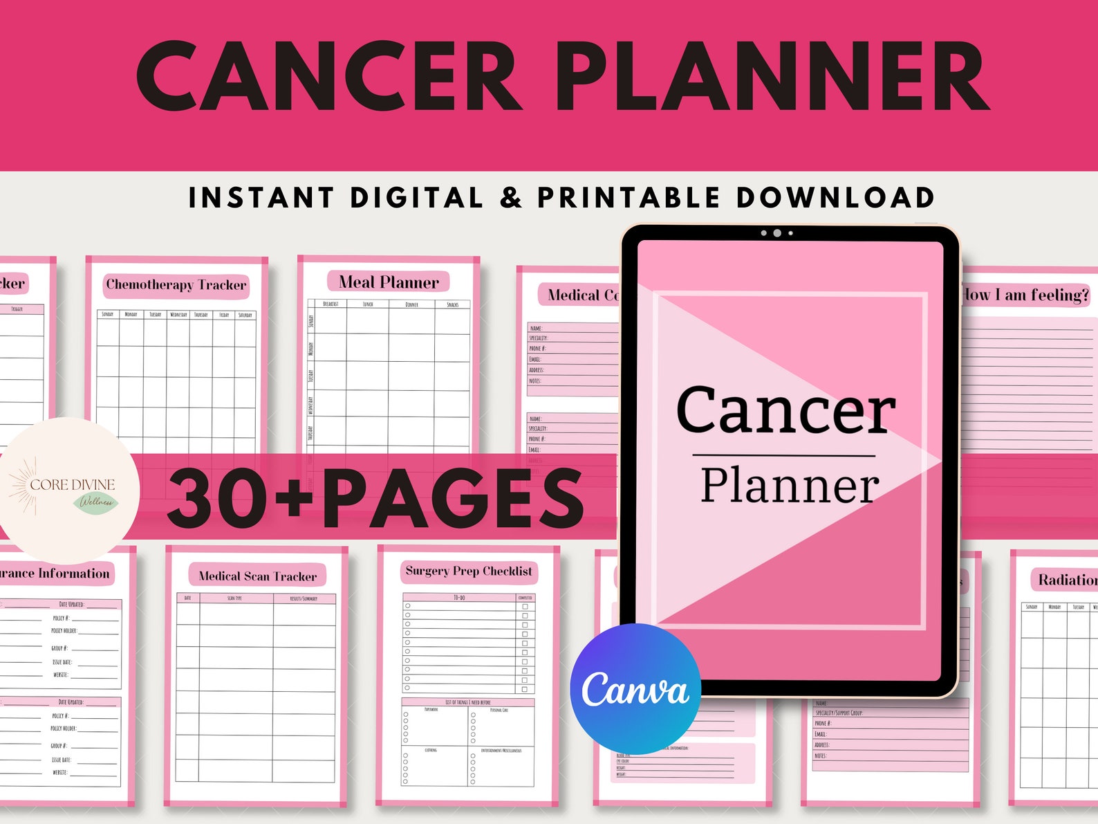 Cancer Planner Printable, Cancer Care Journal, Cancer Diagnosis Health ...