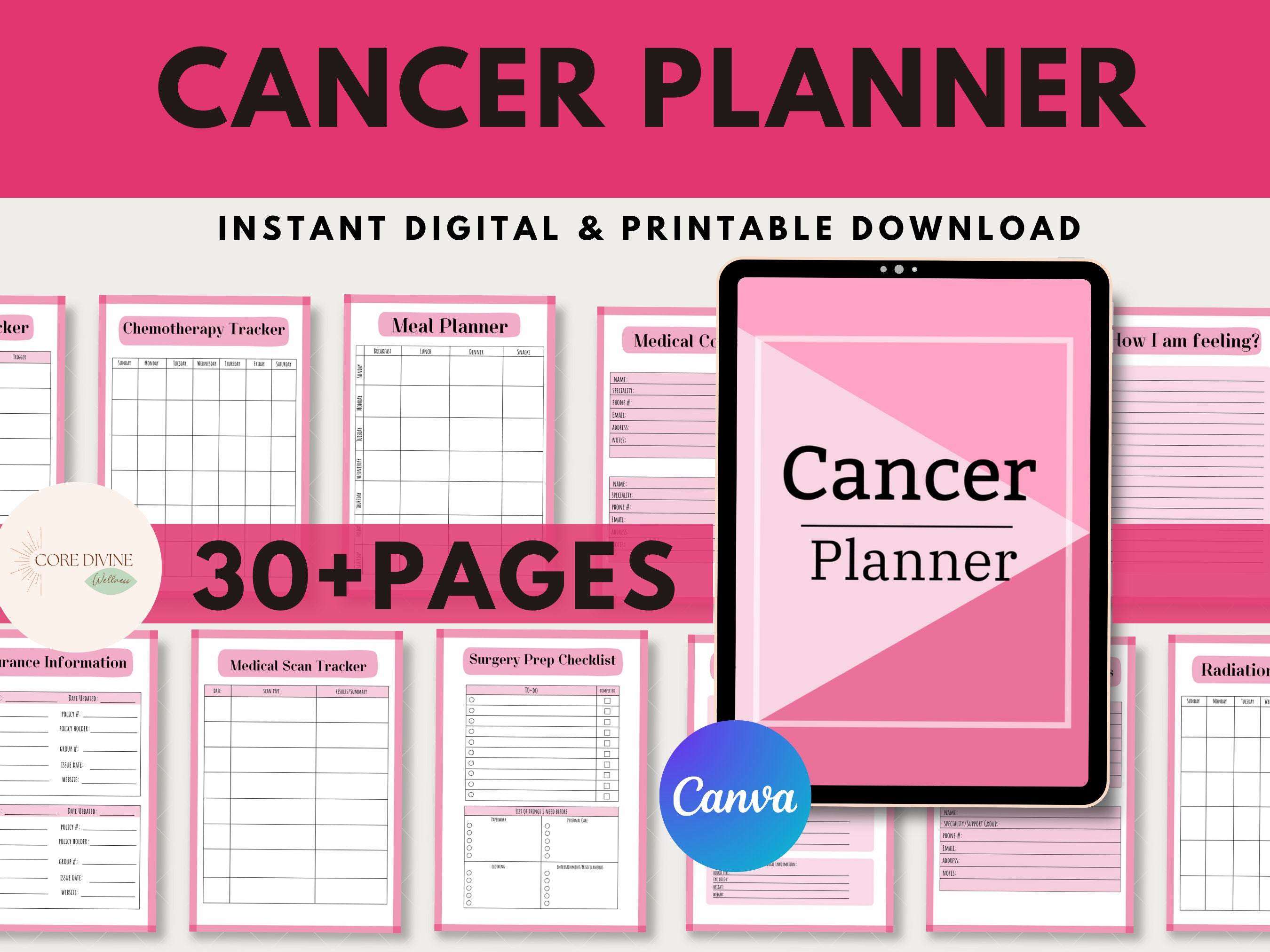 Cancer Planner Printable, Cancer Care Journal, Cancer Diagnosis Health ...