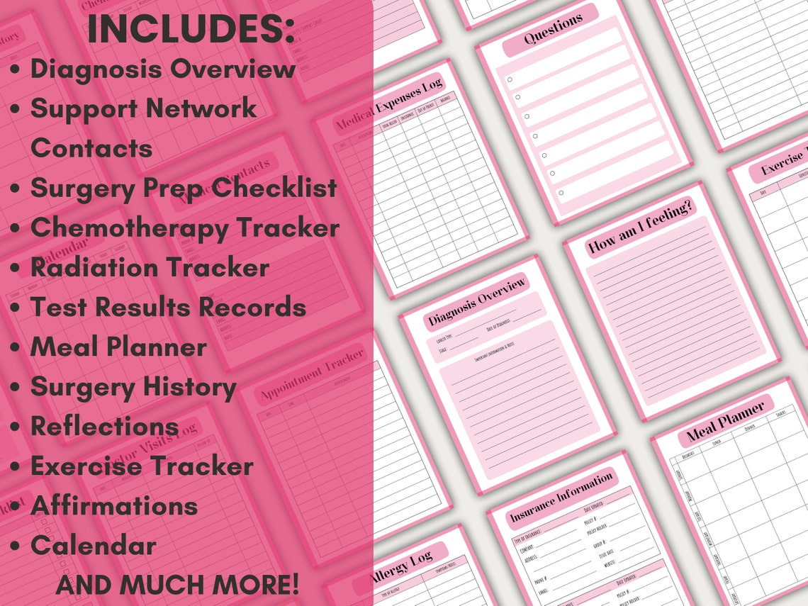 Cancer Planner Printable, Cancer Care Journal, Cancer Diagnosis Health ...