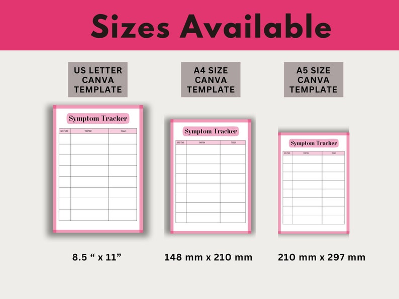 Symptom Tracker, Printable Medical Planner, Pain Tracker, Symptoms ...