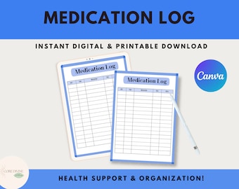 Medication Log Printable, Medication Tracker, Medication Reminder List ...
