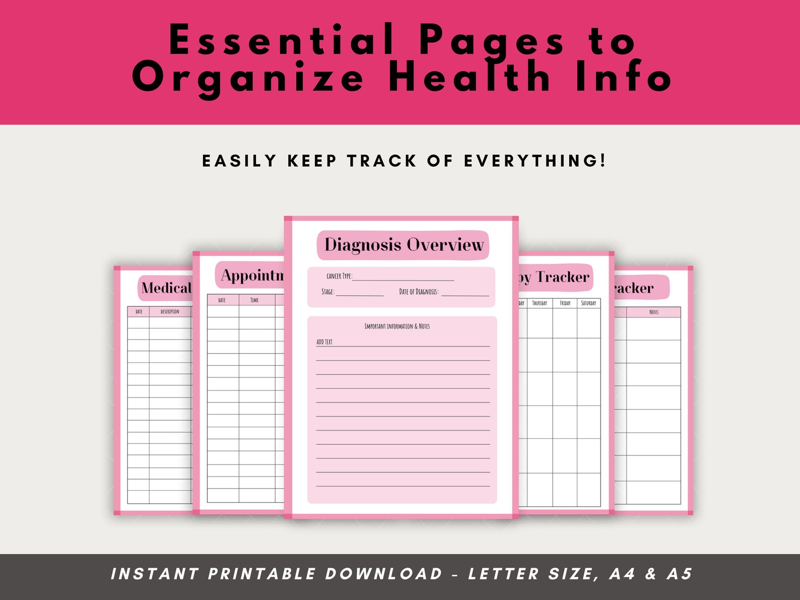 Cancer Planner Printable, Cancer Care Journal, Cancer Diagnosis Health ...