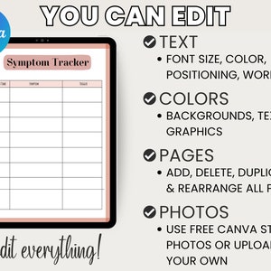 Symptom Tracker, Printable Medical Planner, Pain Tracker, Symptoms ...
