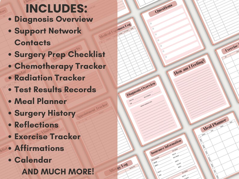 Cancer Planner Printable, Cancer Care Journal, Cancer Diagnosis Health ...