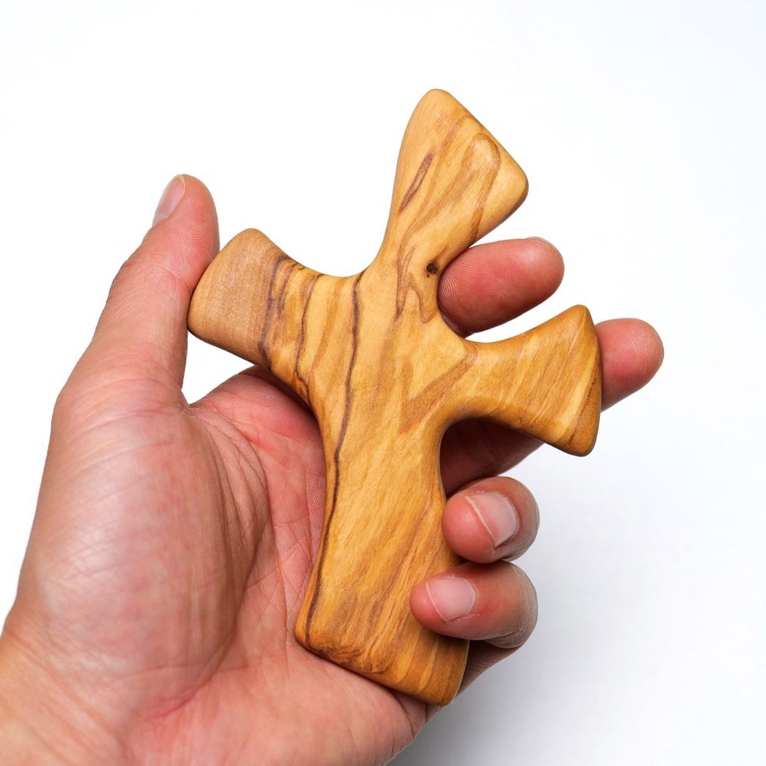 5'' Olive Wood Cross, Healing Cross, Hand Cross, Comfort Cross, Praying ...